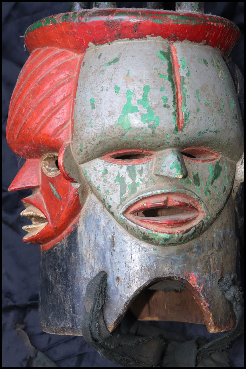 West African 3-faced helmet mask – Masks of the World