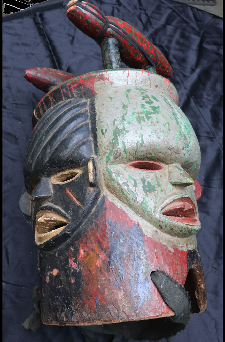 West African 3-faced helmet mask – Masks of the World